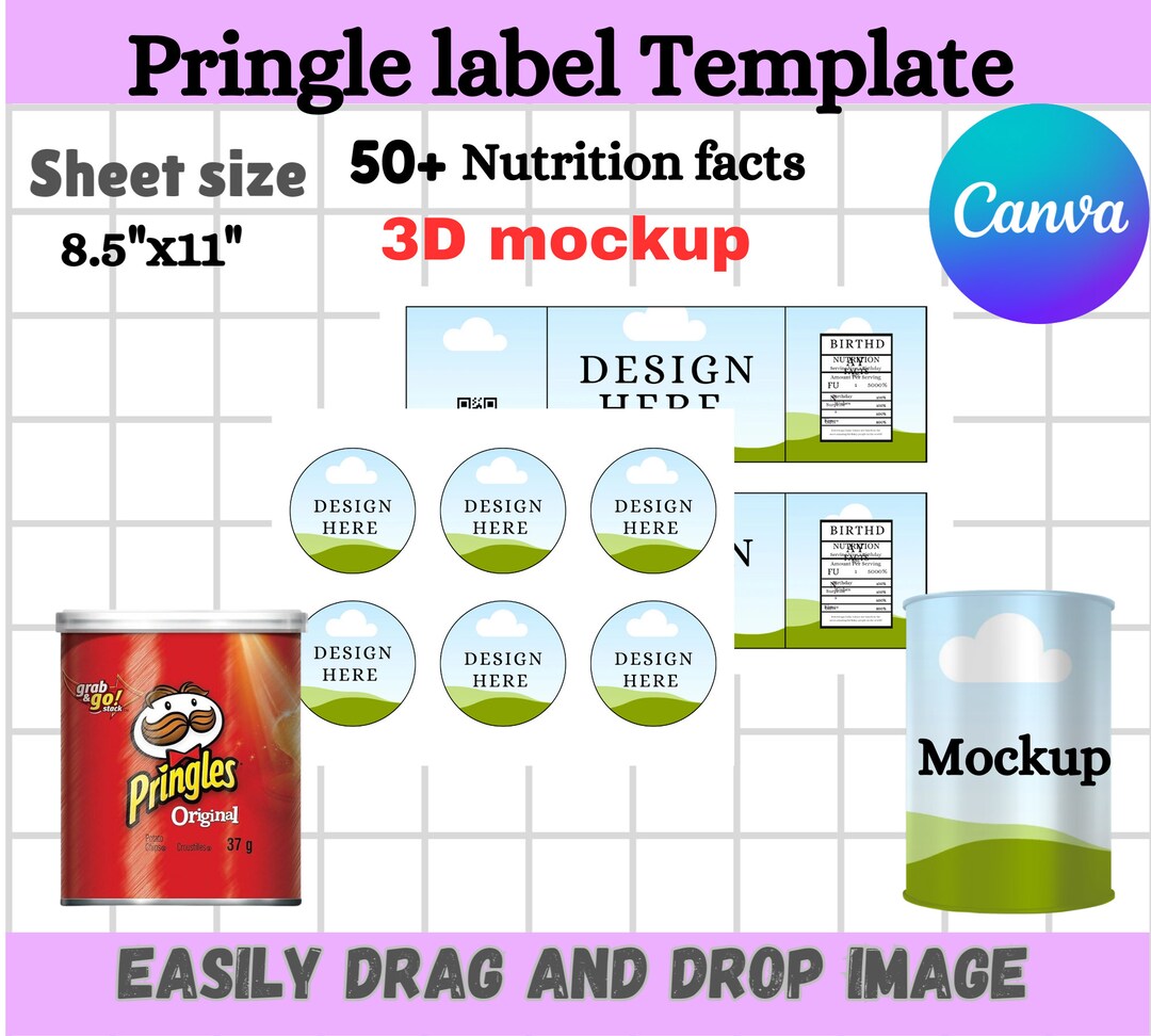 Pringle Label Template: Party Favor, Nutrition Facts (canva Editable ...