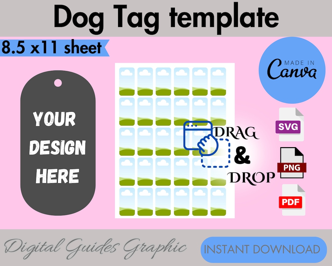 Dog Tag Template, Dog Bone Tag Template, Custom Dog Tag, Dog Tag ...