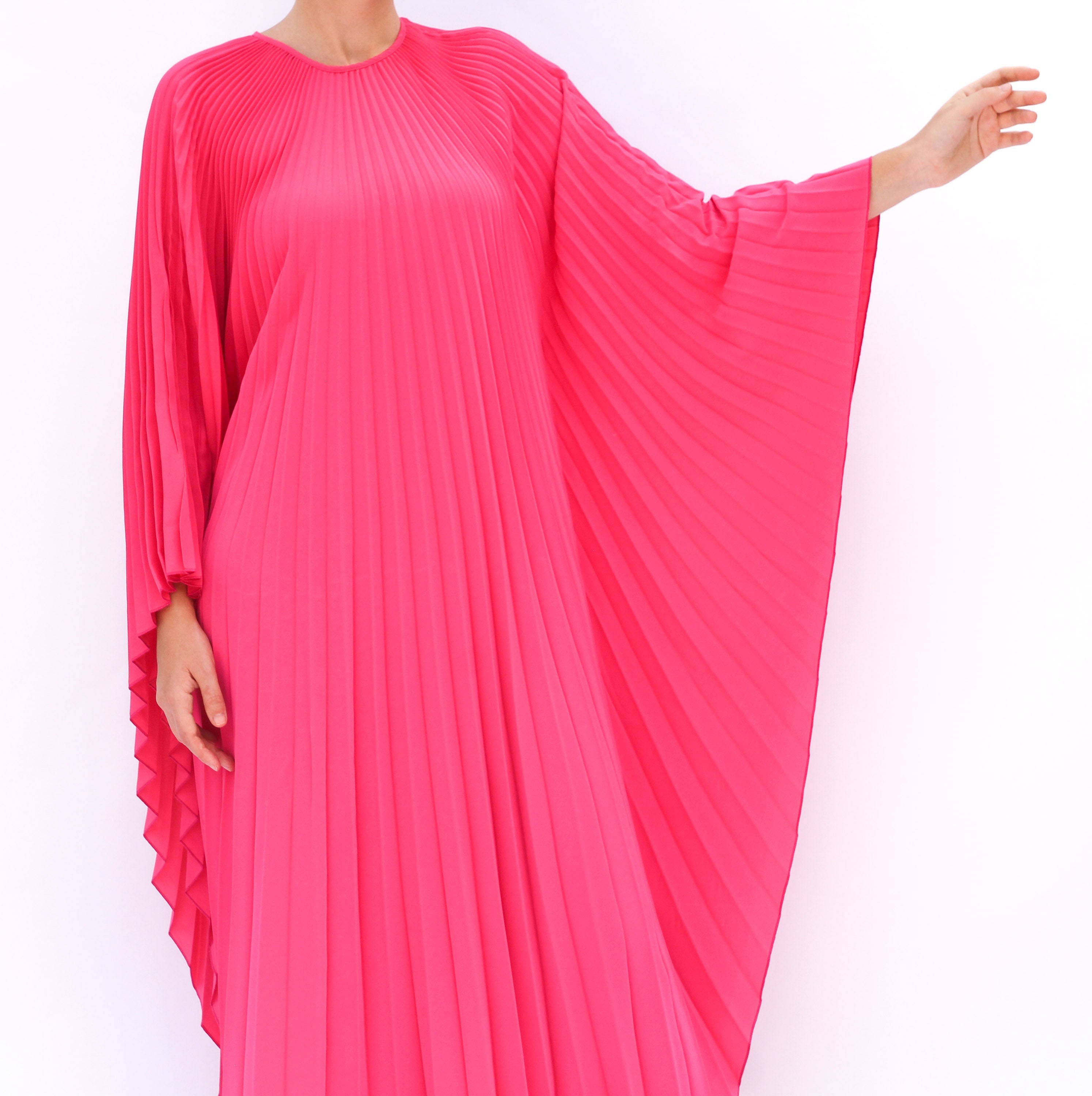Pink Kaftan Pleat Kaftan Plus Size, Wedding Dress Kaftan Pleated Caftan ...