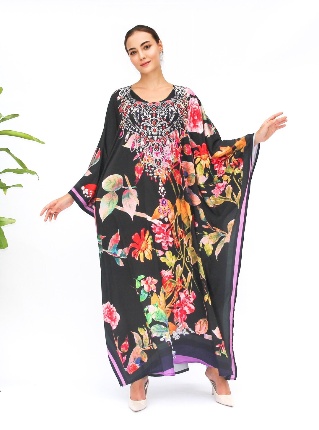 Fancy Kaftan Floral Dress Forest Wedding Guest Dress, Custom Length ...