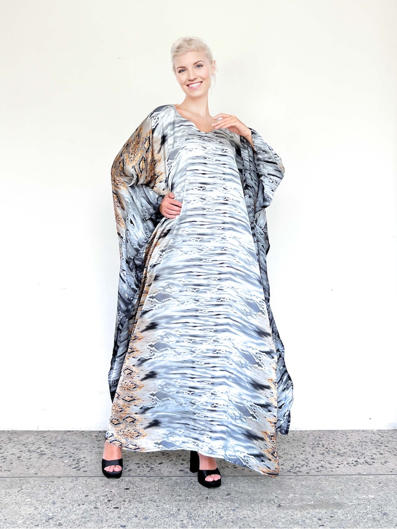 Summer House Dress, Work From Home Caftan, Flowy and Soft Silk Dressing ...