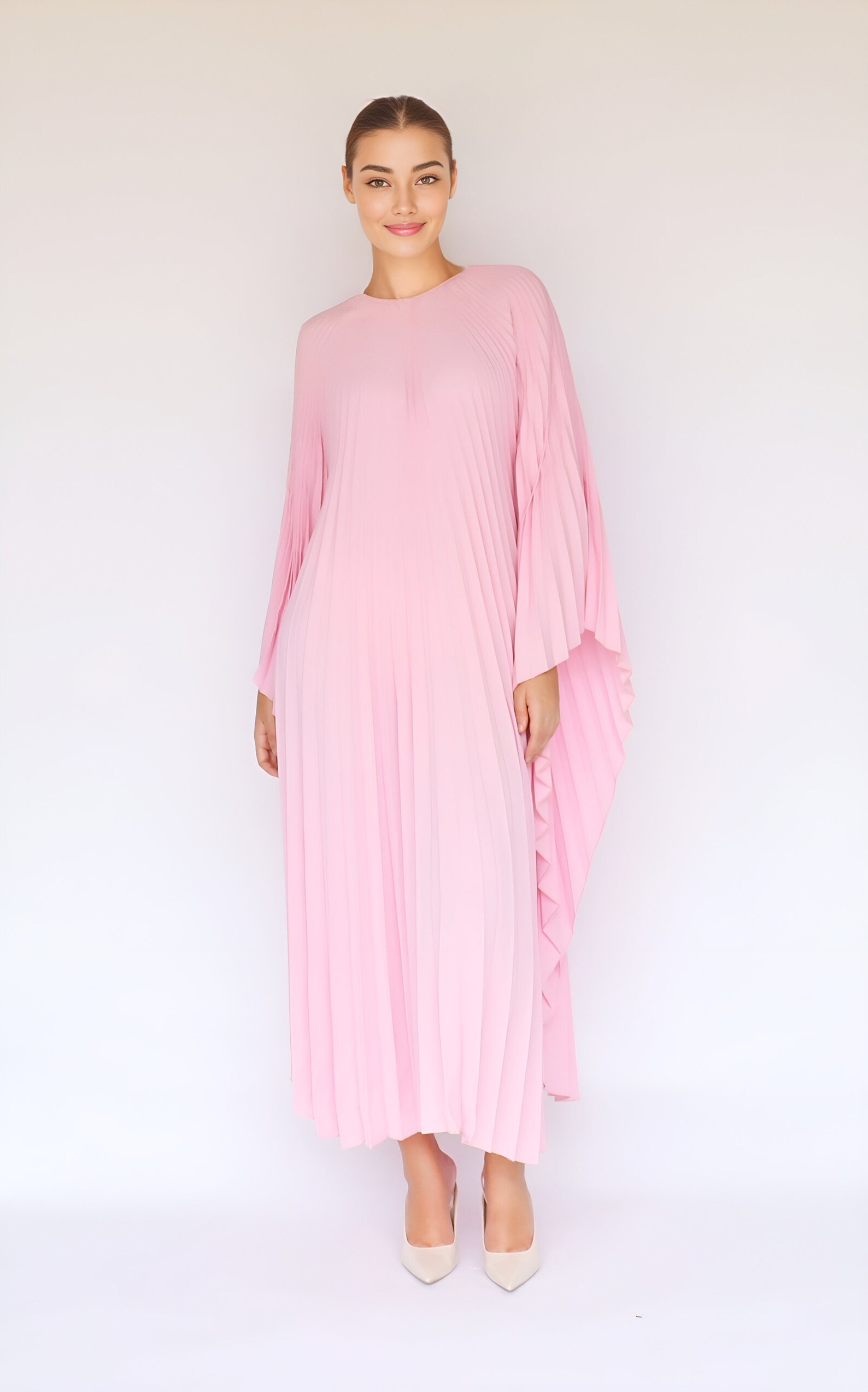 Pink Kaftan Pleated Caftan, Light Pink Caftan Resort Wear, Poolside ...