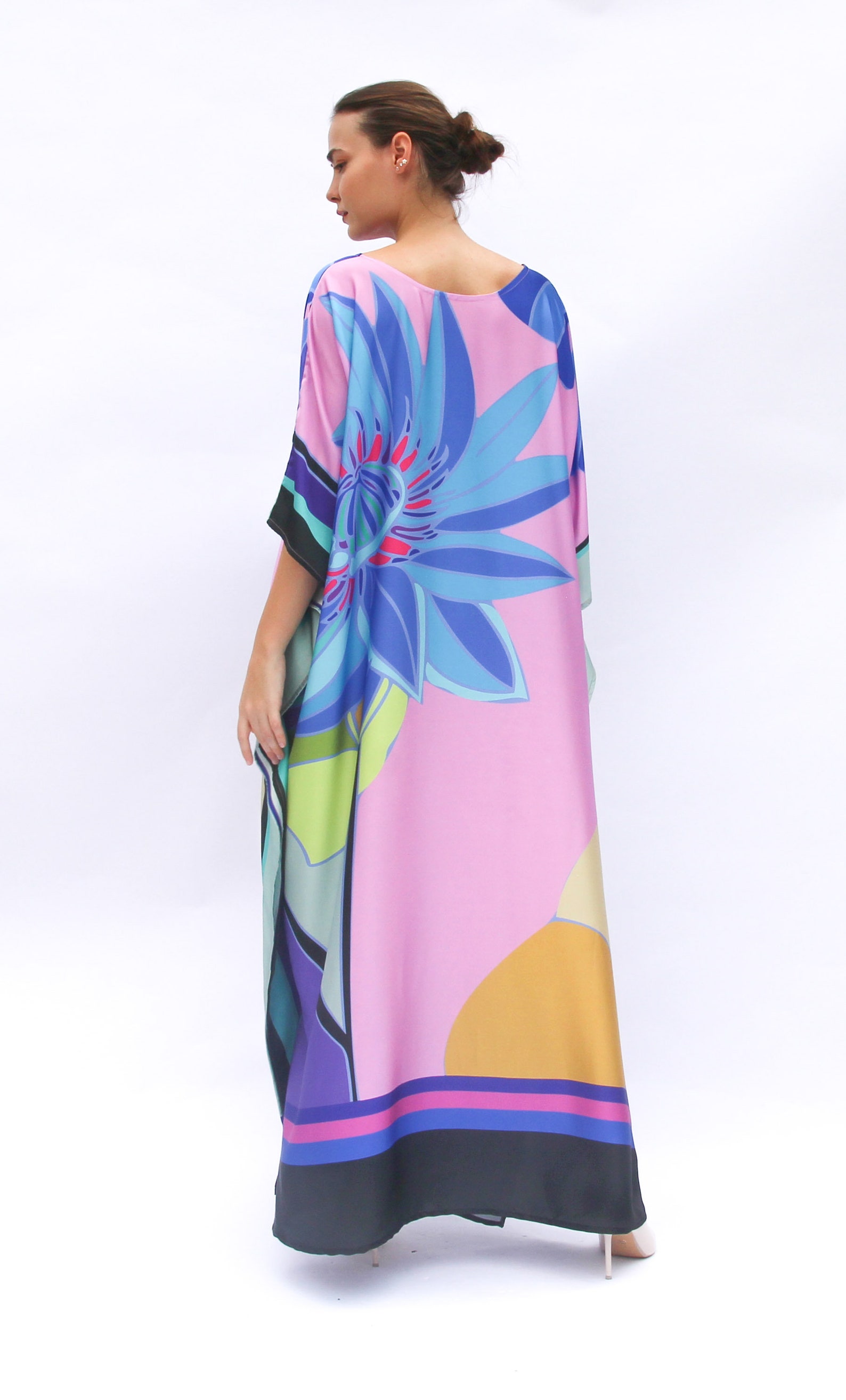 Vibe 60s Kaftan Fun Sixty Water Lily Print Kaftan Beach - Etsy