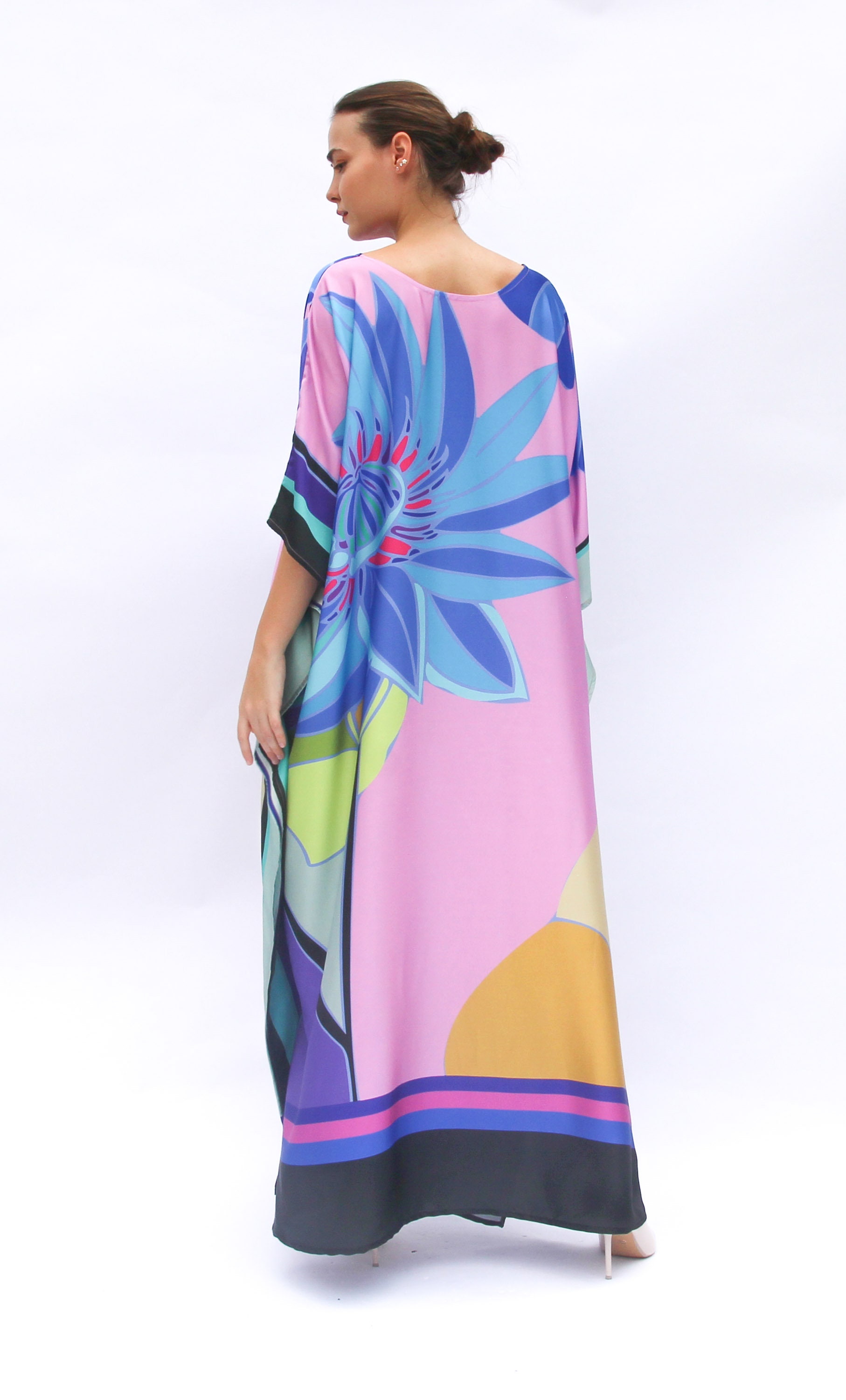 Vibe 60s Kaftan Fun Sixty Water Lily Print Kaftan Beach - Etsy