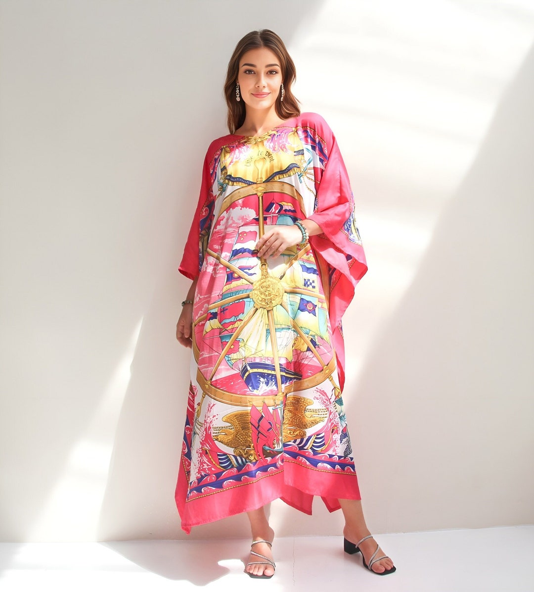 Pink Silk Kaftan Beach Wedding Dress Caftan Silk Twill, Soft Maternity ...