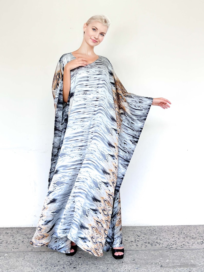 Summer House Dress, Work From Home Caftan, Flowy and Soft Silk Dressing ...