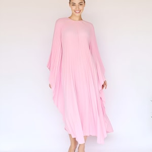 Pink Kaftan Pleated Caftan, Light Pink Caftan Resort Wear, Poolside ...