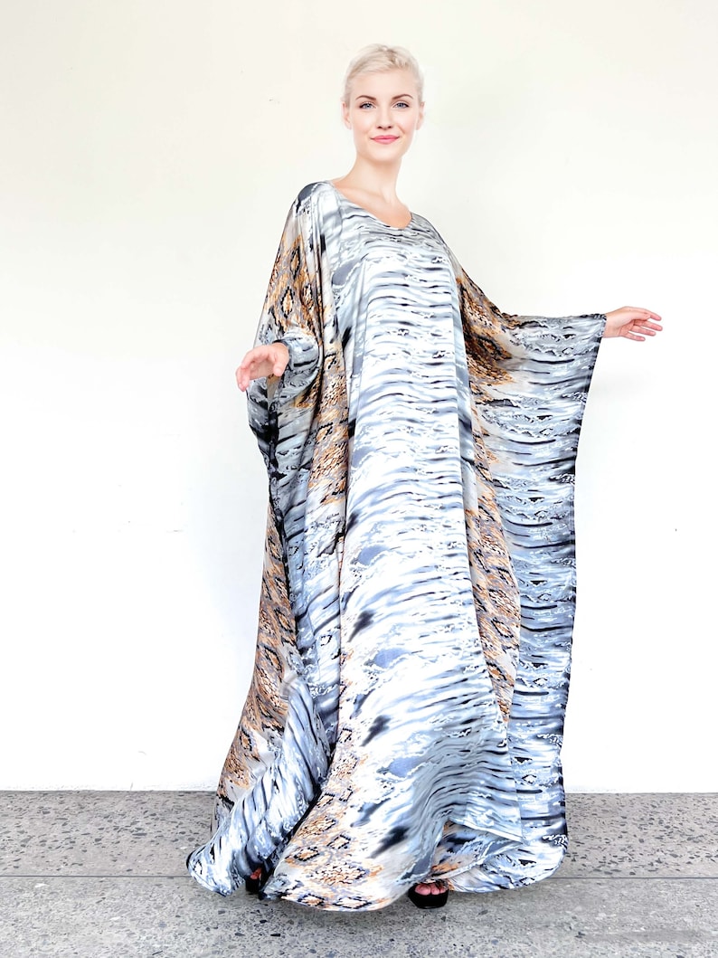 Summer House Dress, Work From Home Caftan, Flowy and Soft Silk Dressing ...