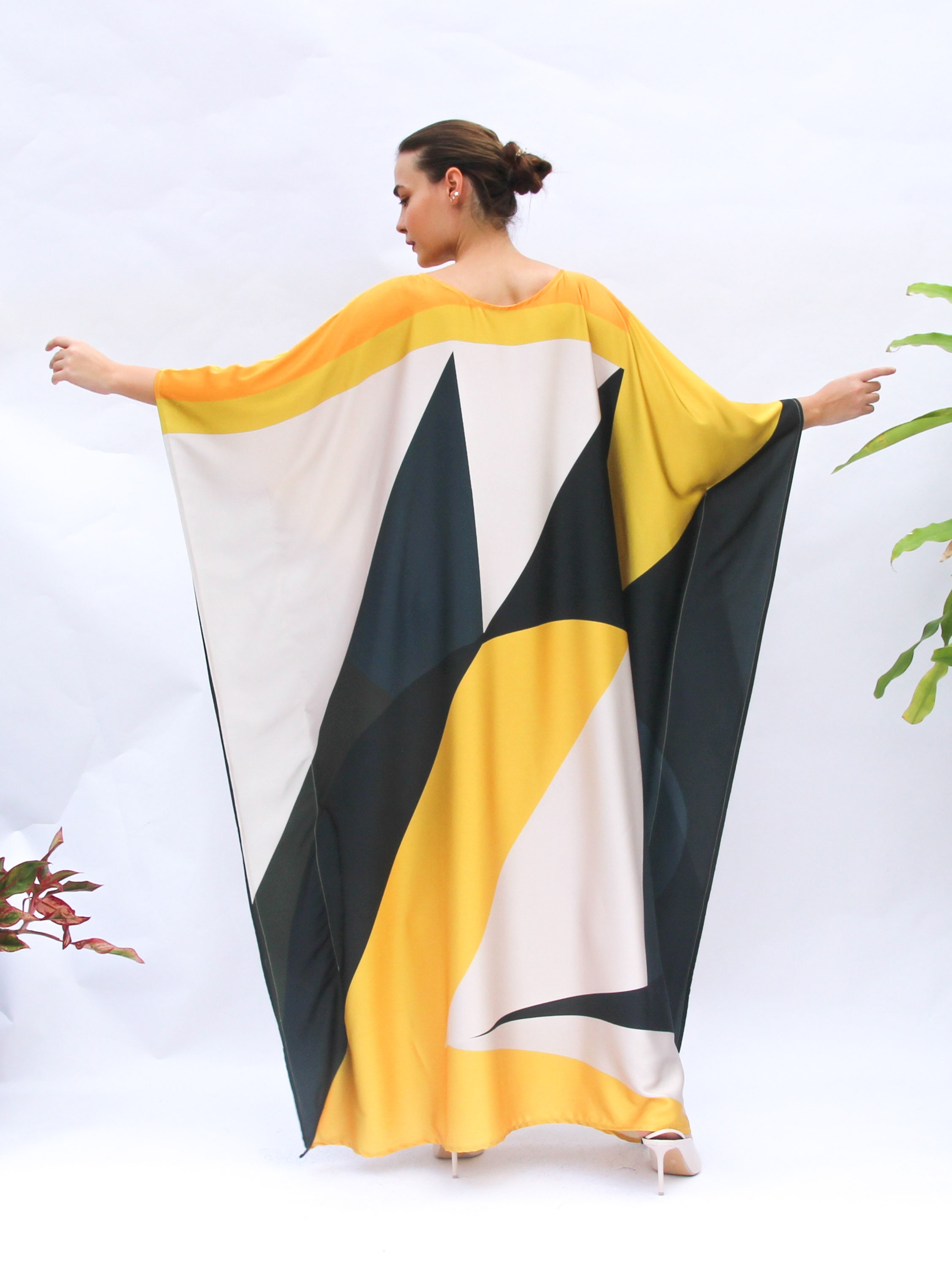 Yellow Kaftan Silk Resort Wear Blended Silk Kaftan Full - Etsy