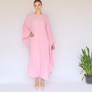 Pink Kaftan Pleated Caftan, Light Pink Caftan Resort Wear, Poolside ...