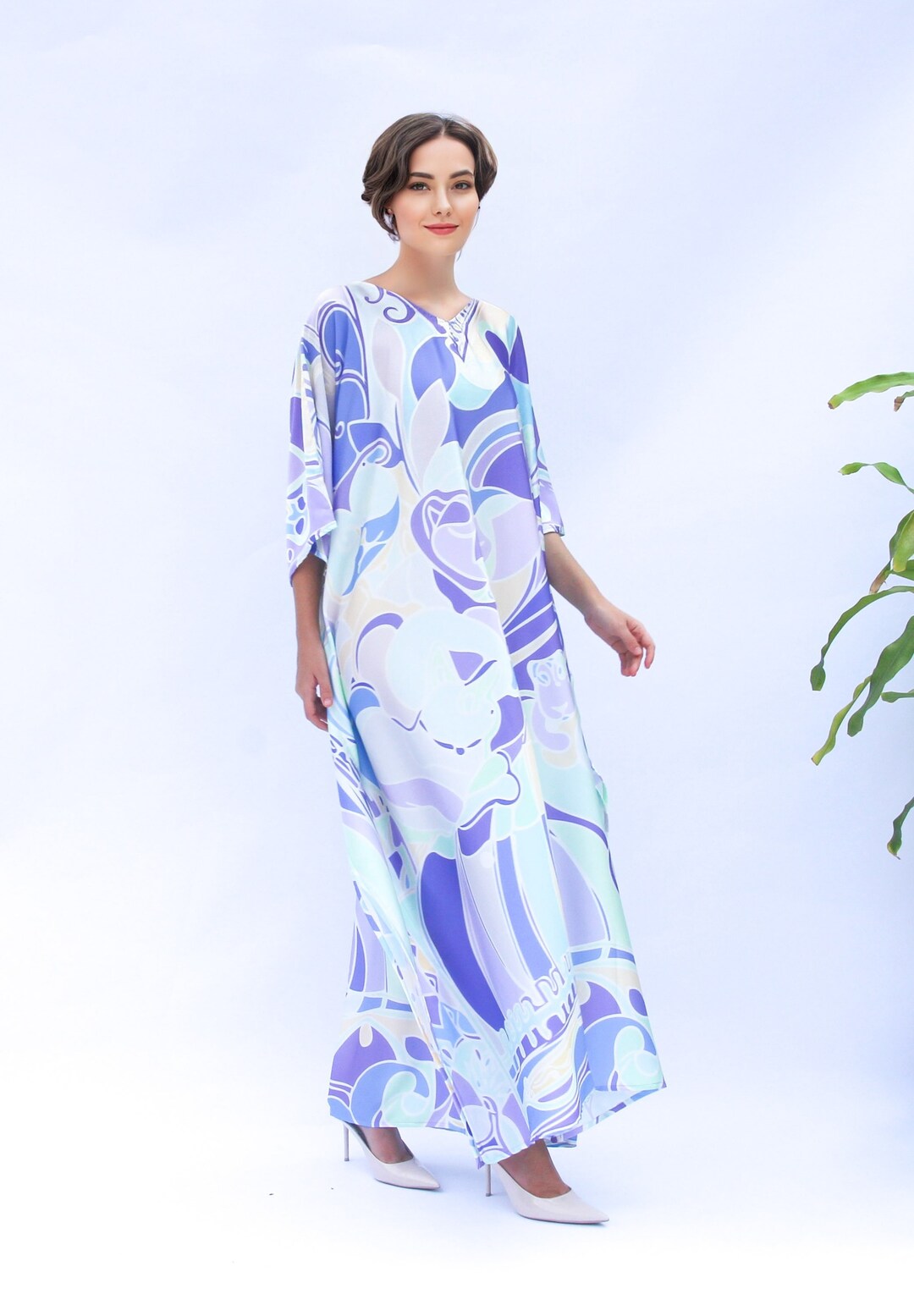 Light Blue Kaftan Resort Wear, Summer Kaftan Long Length Custom Made ...