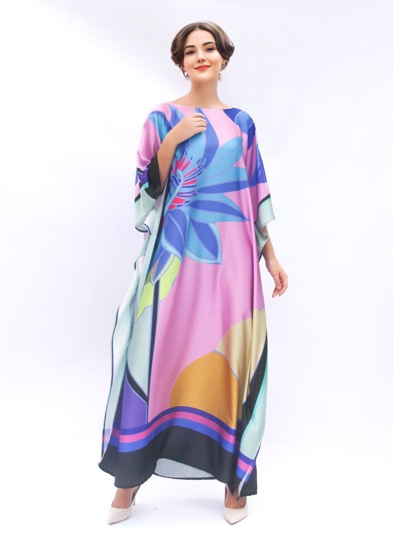 Vibe 60s Kaftan Fun Sixty Water Lily Print Kaftan Beach - Etsy