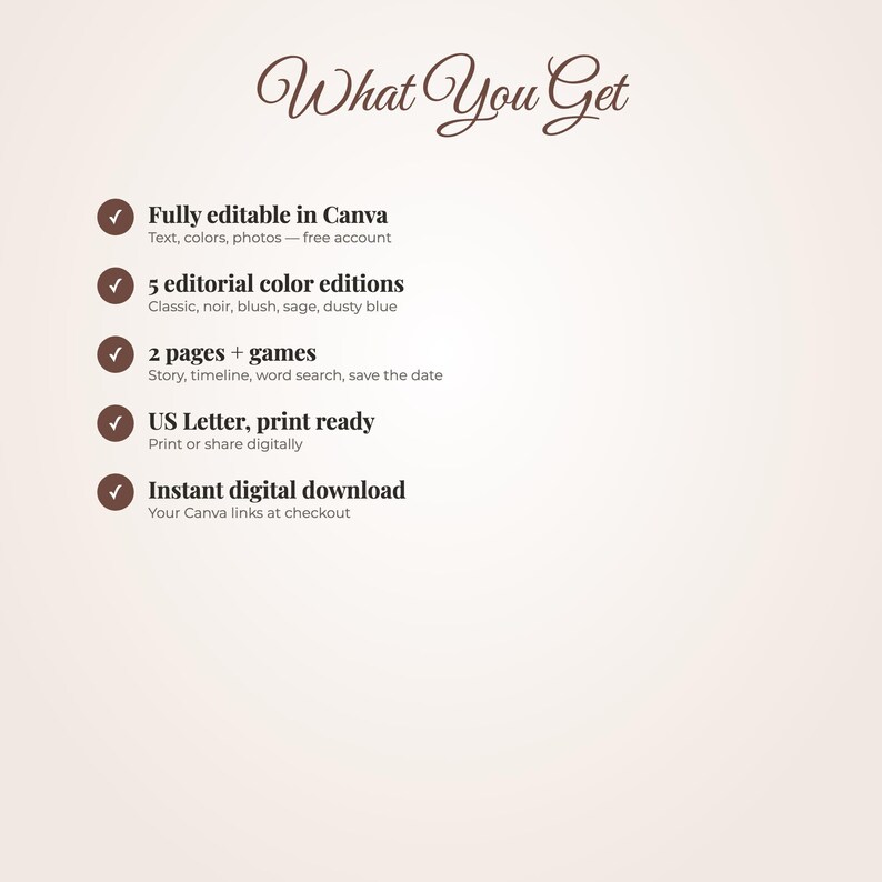 Wedding Newspaper Program, Editable Canva Template, 5 Colors (digital ...