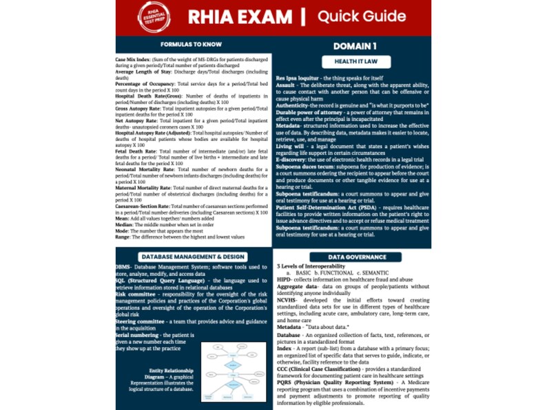 RHIA Exam Fundamentals Quick Guide - Etsy