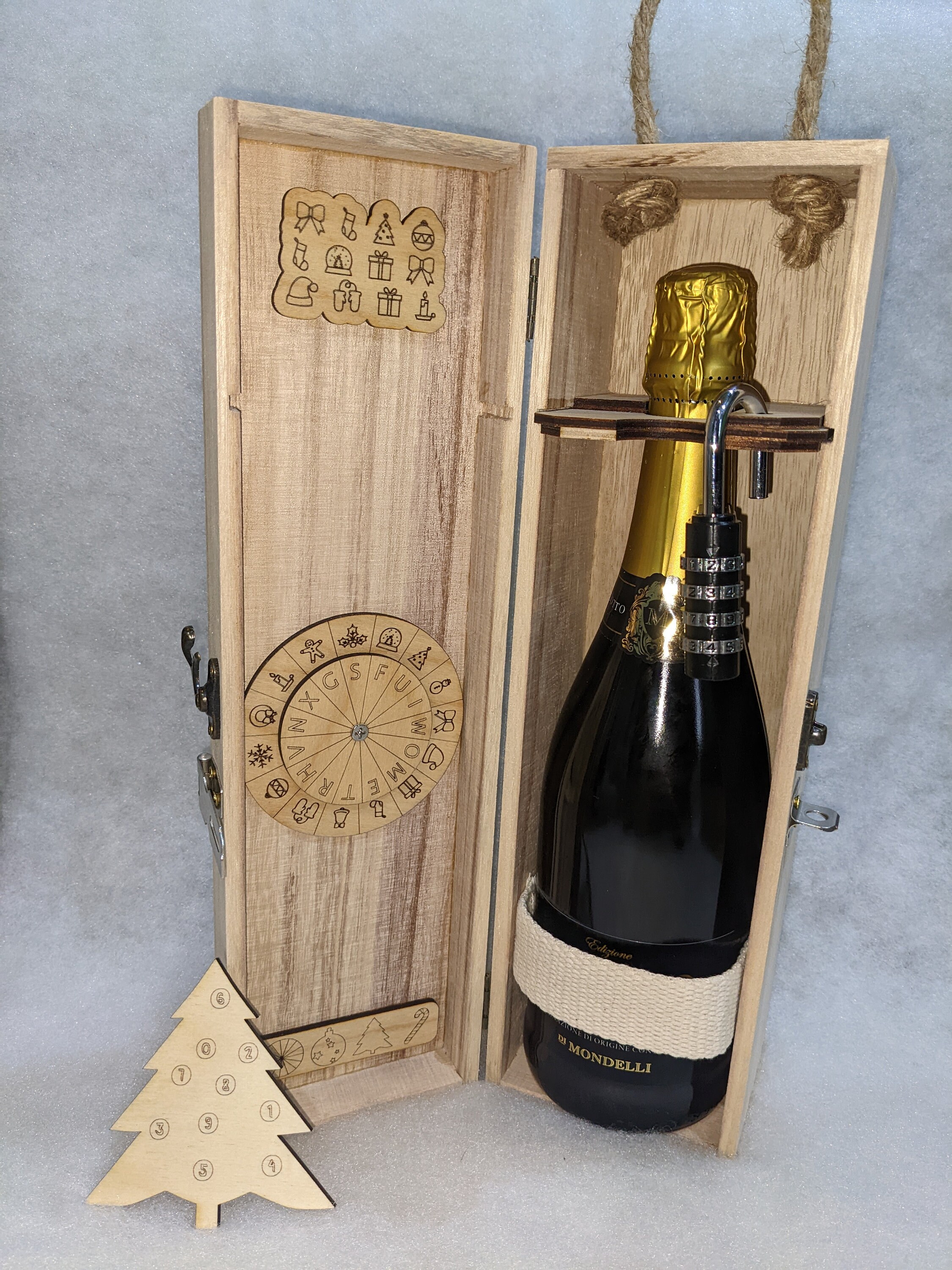 Personalised Christmas Puzzle Gift Box. Engraved Wooden Wine Gift Box ...