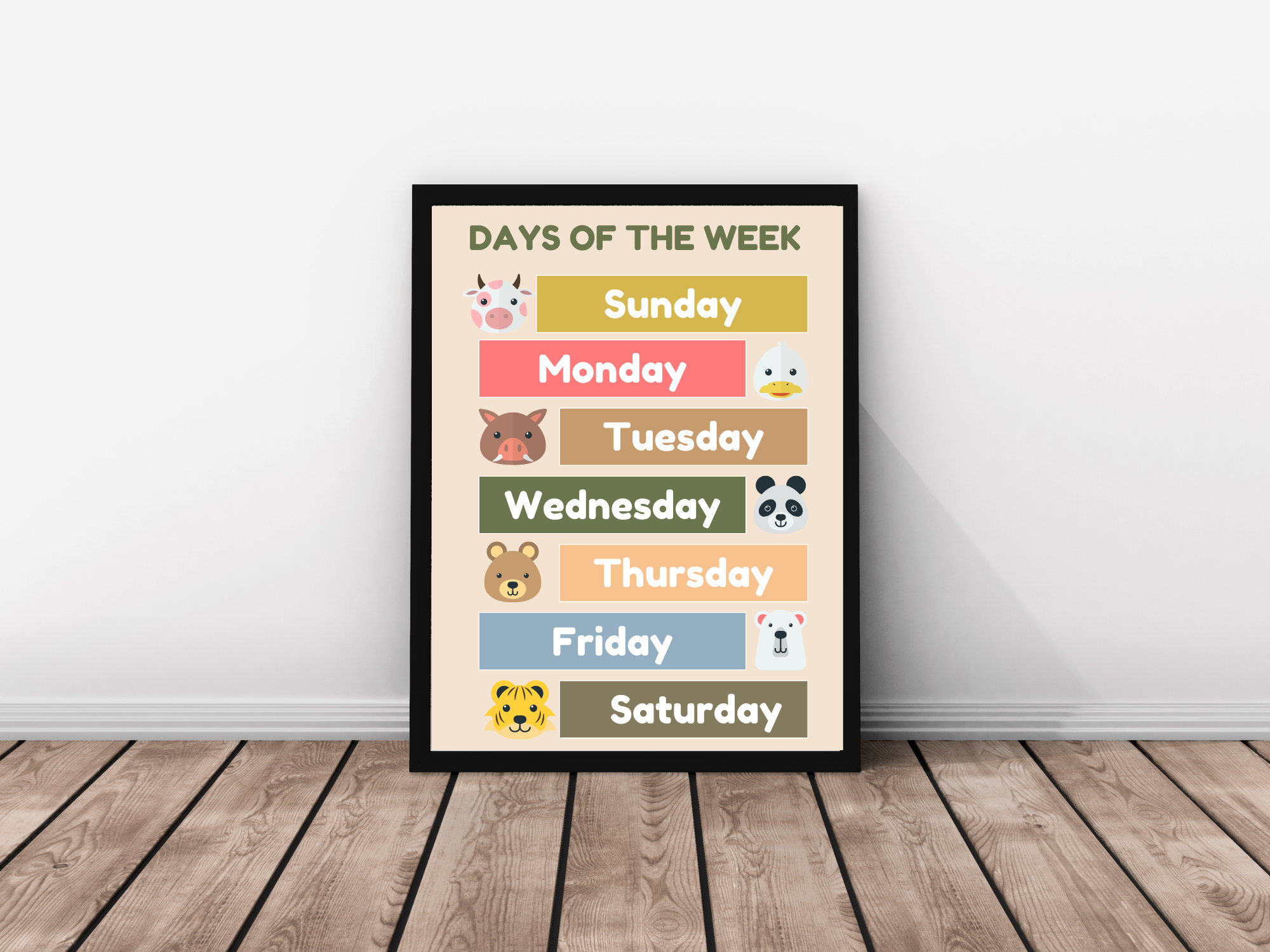 Days of the Week Wall Art, Classroom Poster, Playroom Wall Art, Digital ...