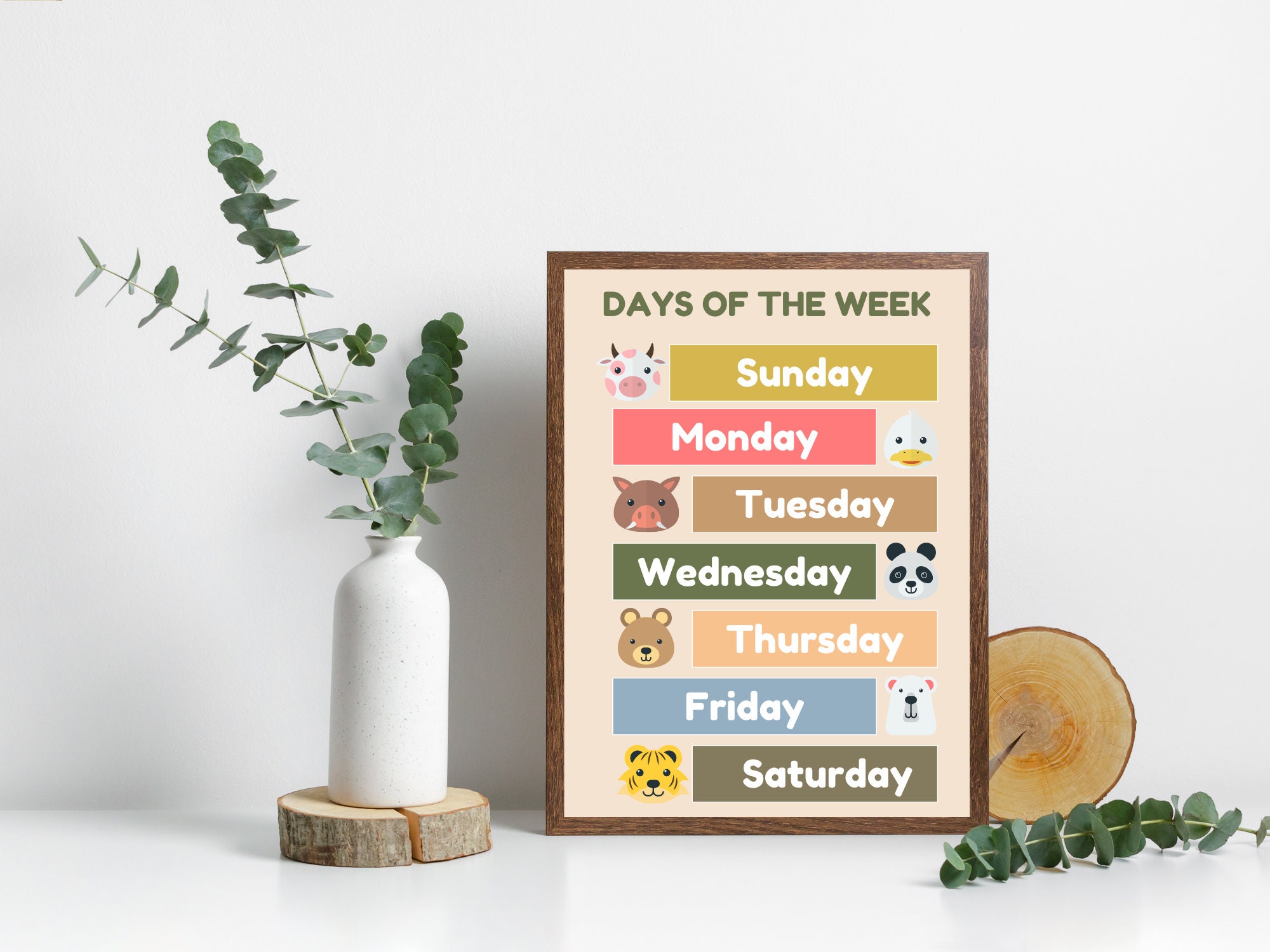 Days of the Week Wall Art, Classroom Poster, Playroom Wall Art, Digital ...