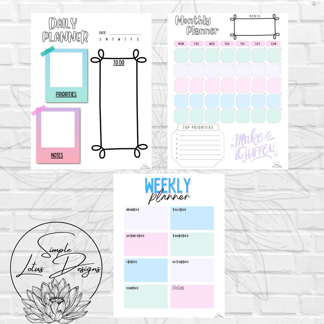 Cute Planner Bundle | PNG Download | Printable - Etsy