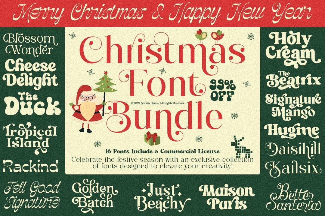Christmas Font Bundle | Festive Holiday Fonts for Crafts & Designs ...