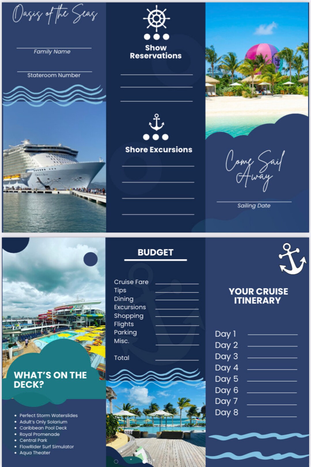 Oasis of the Seas Cruise Planner Template - Etsy