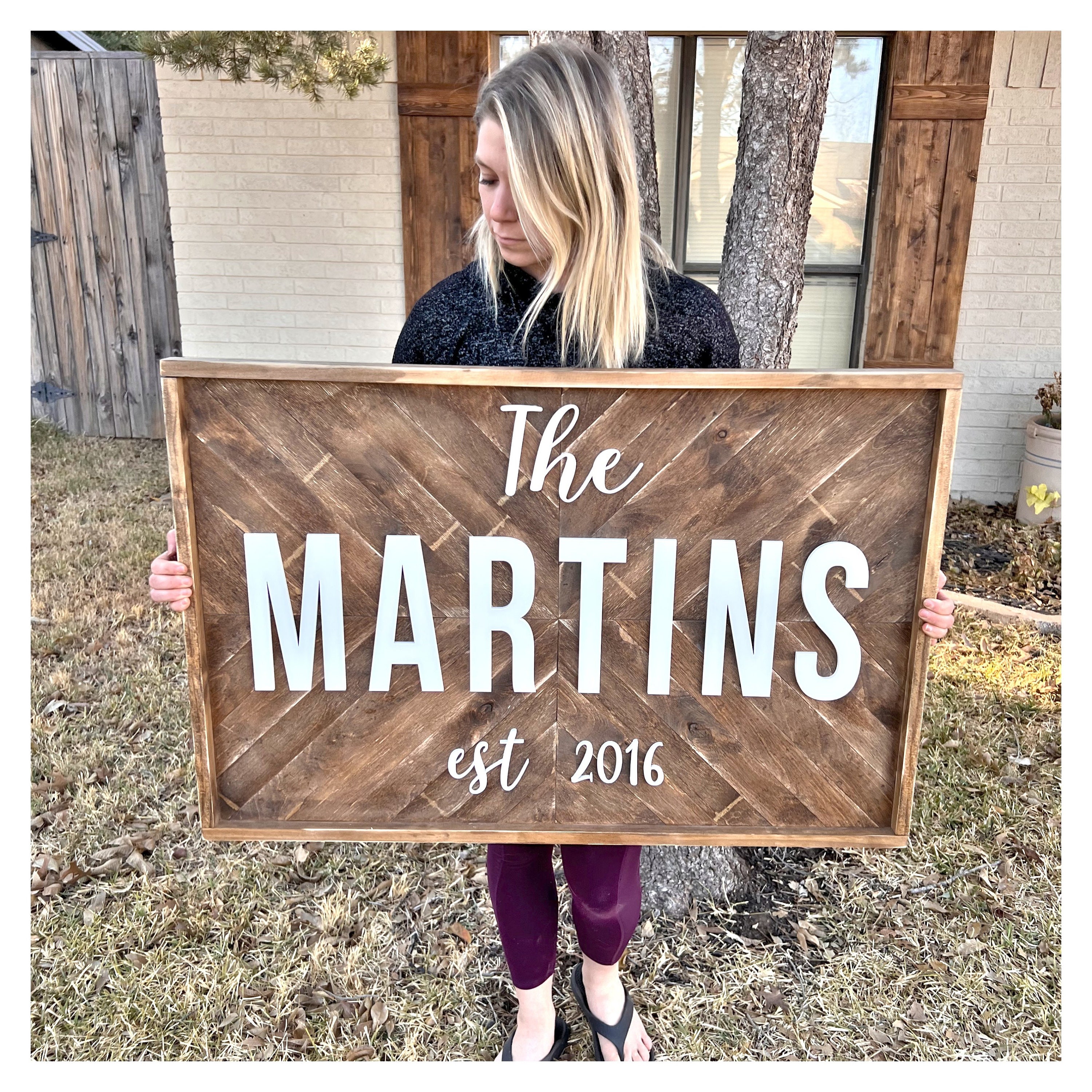Rustic Wood Family Sign, Mosaic Wood Sign, Last Name Sign, Pattern Wood ...