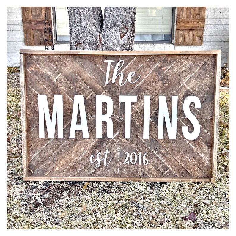 Rustic Wood Family Sign, Mosaic Wood Sign, Last Name Sign, Pattern Wood ...
