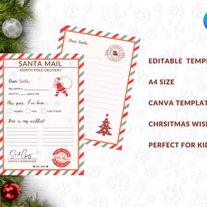 Editable Christmas Wish List Printable Letter to Santa Christmas ...