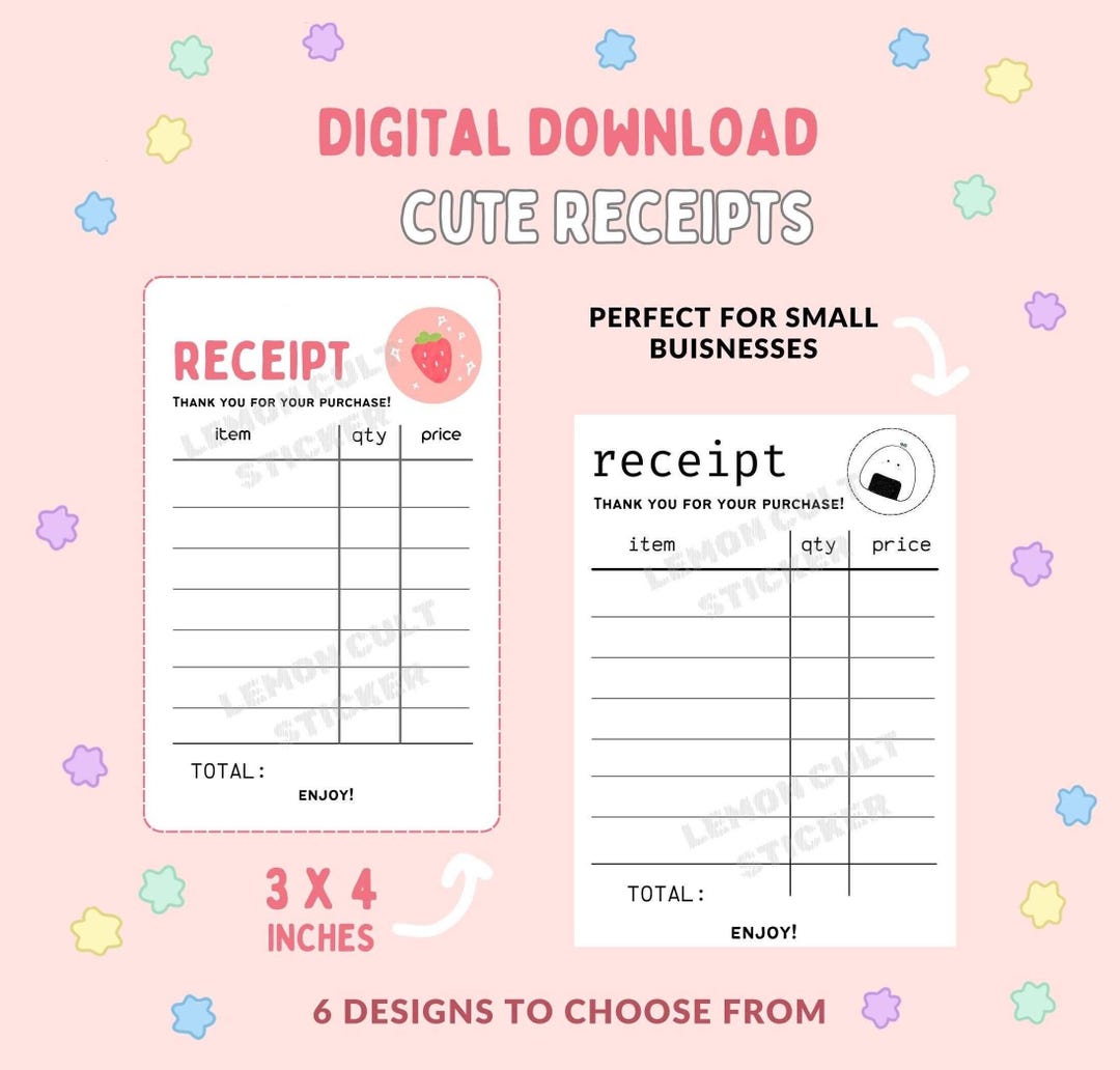 Cute Receipt Template Editable Order Receipt Form Cute Printable Canva ...
