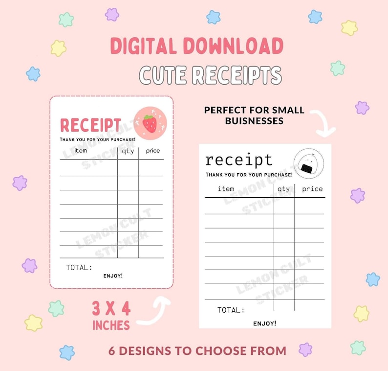 Cute Receipt Template Editable Order Receipt Form Cute Printable Canva ...