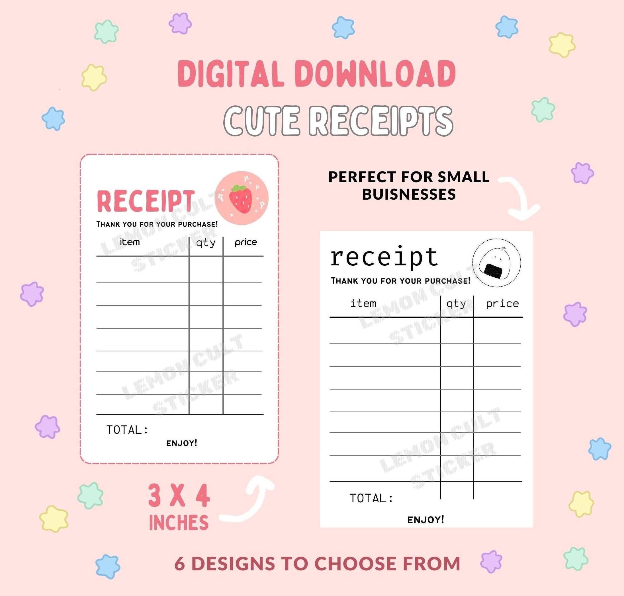 Cute Receipt Template Editable Order Receipt Form Cute Printable Canva ...
