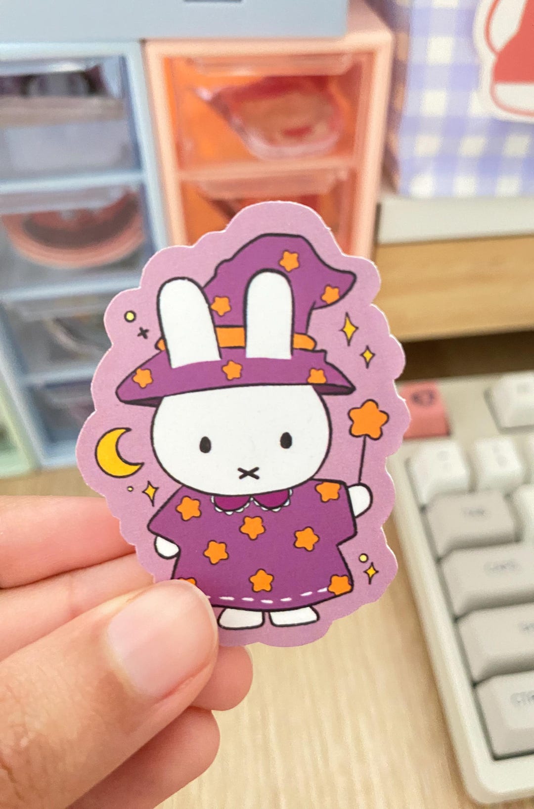 Cute Witch Bunny Sticker Halloween Sticker Miffy as Witch Sticker ...