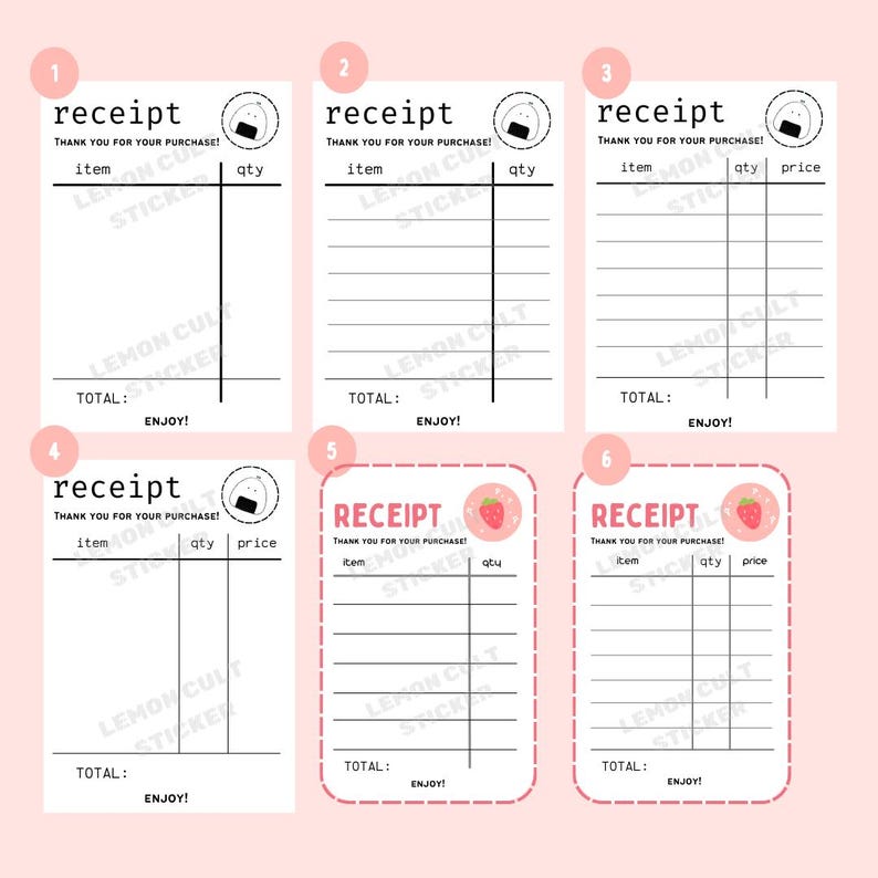 Cute Receipt Template Editable Order Receipt Form Cute Printable Canva ...