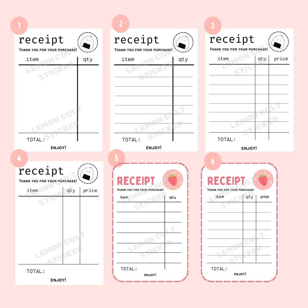 Cute Receipt Template Editable Order Receipt Form Cute Printable Canva ...