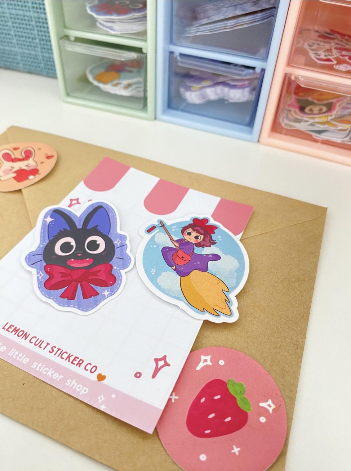 Kiki's Delivery Service Sticker | Jiji Cat, Kawaii Anime Decal - Etsy