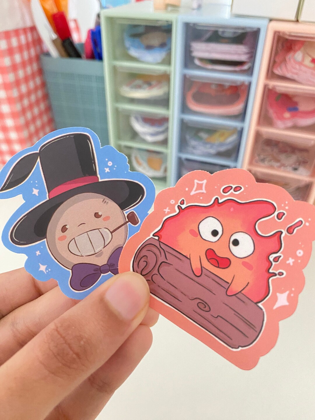 Cute Calcifer Sticker | Fire Spirit Calcifer | Fire Demon Anime Sticker ...