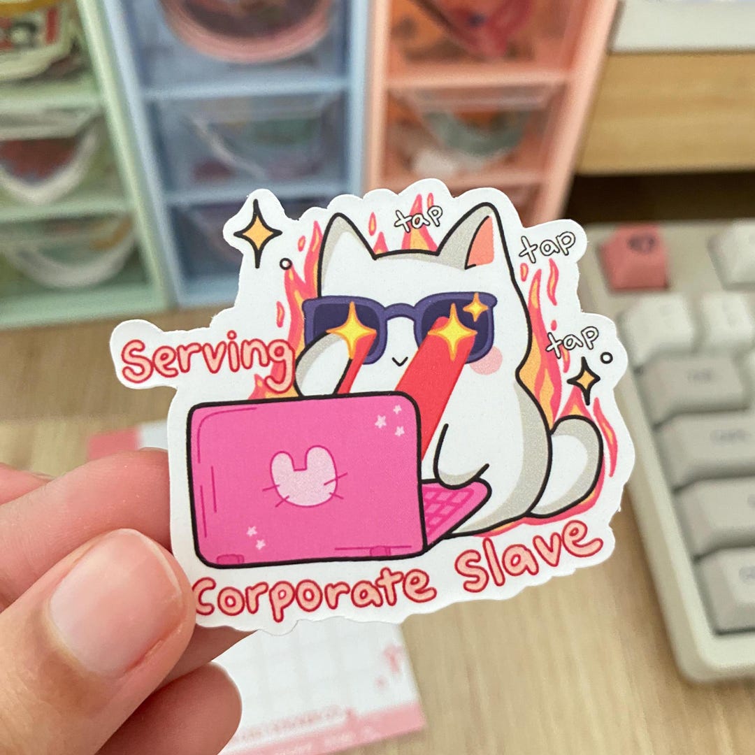 Funny Corporate Cat Meme Sticker | Waterproof Office Humor - Etsy Australia