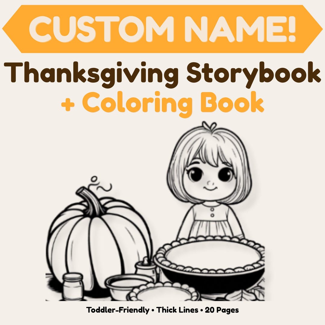 Thanksgiving Storybook + Coloring Book | Personalized Name | Toddler ...