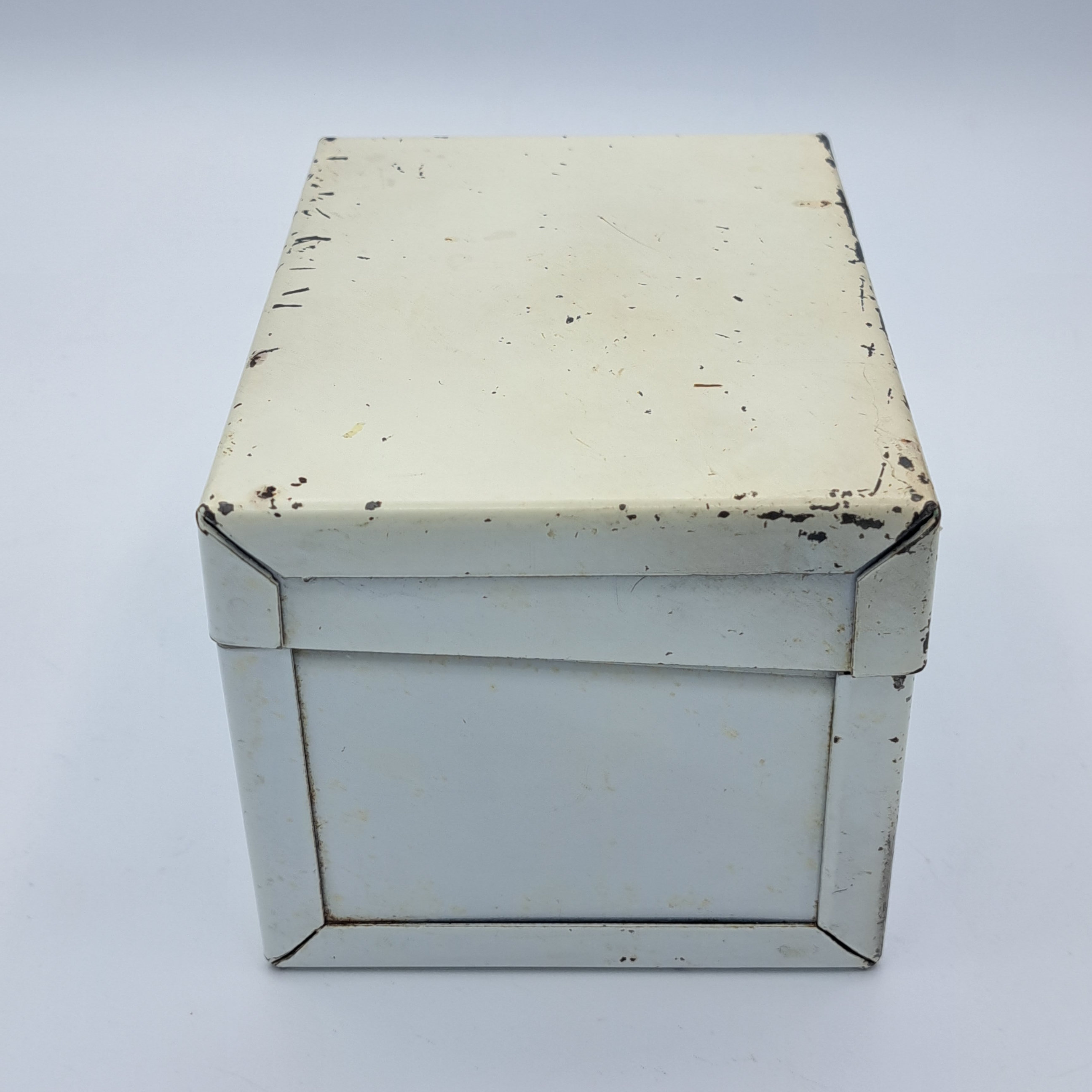 White Metal Index Card Box Vintage Farmhouse Industrial Mid Century ...