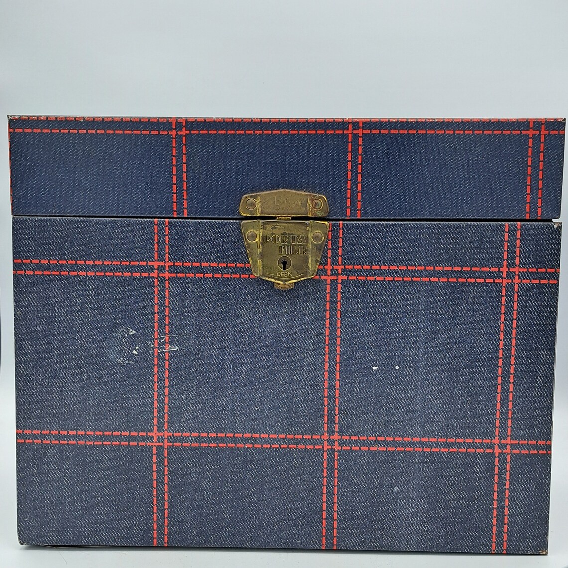 Denim and Red Metal File Box - 1970s or 1980s Vintage Port-a-file - Etsy