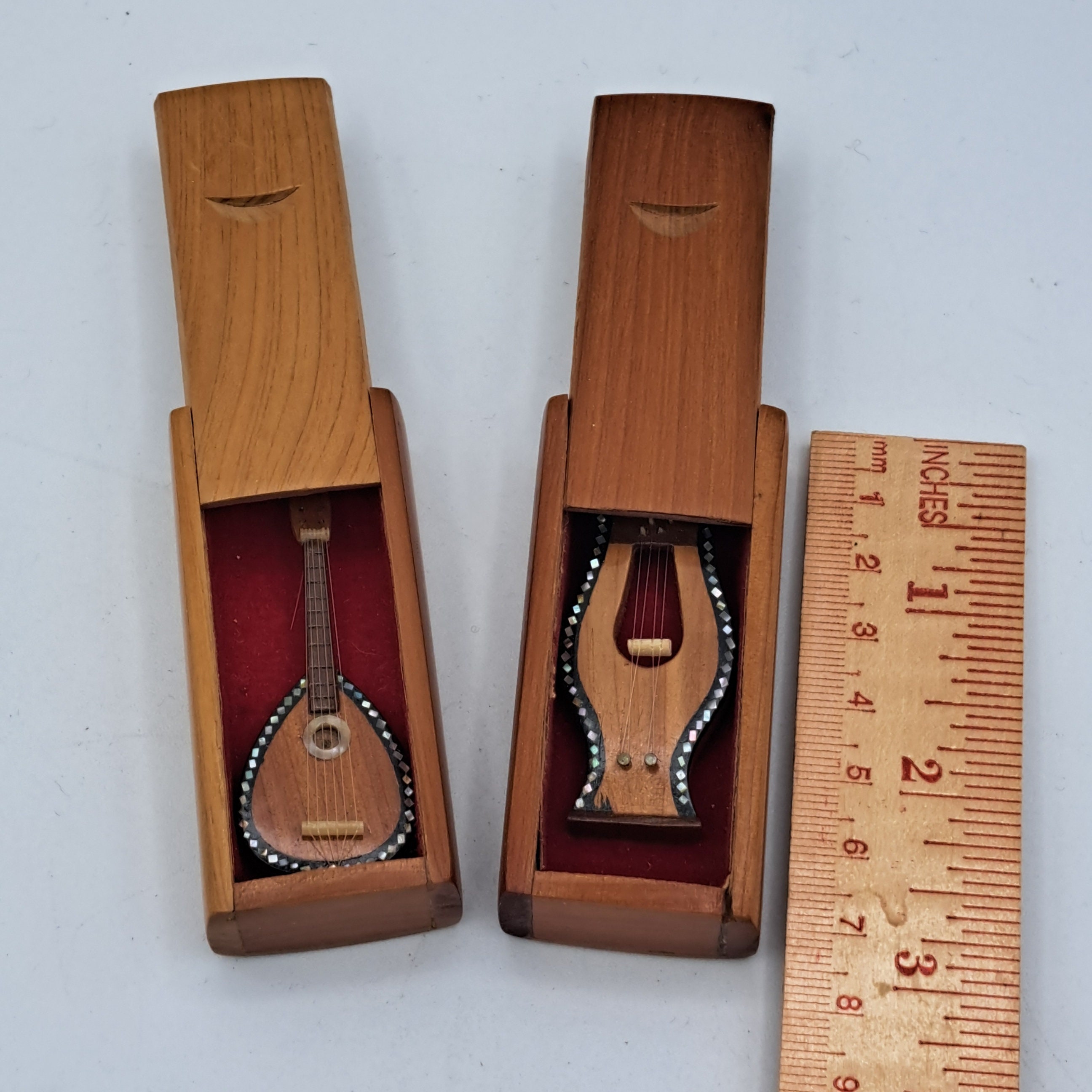 Miniature Wood Stringed Musical Instrument Vintage Decor Inlaid With ...