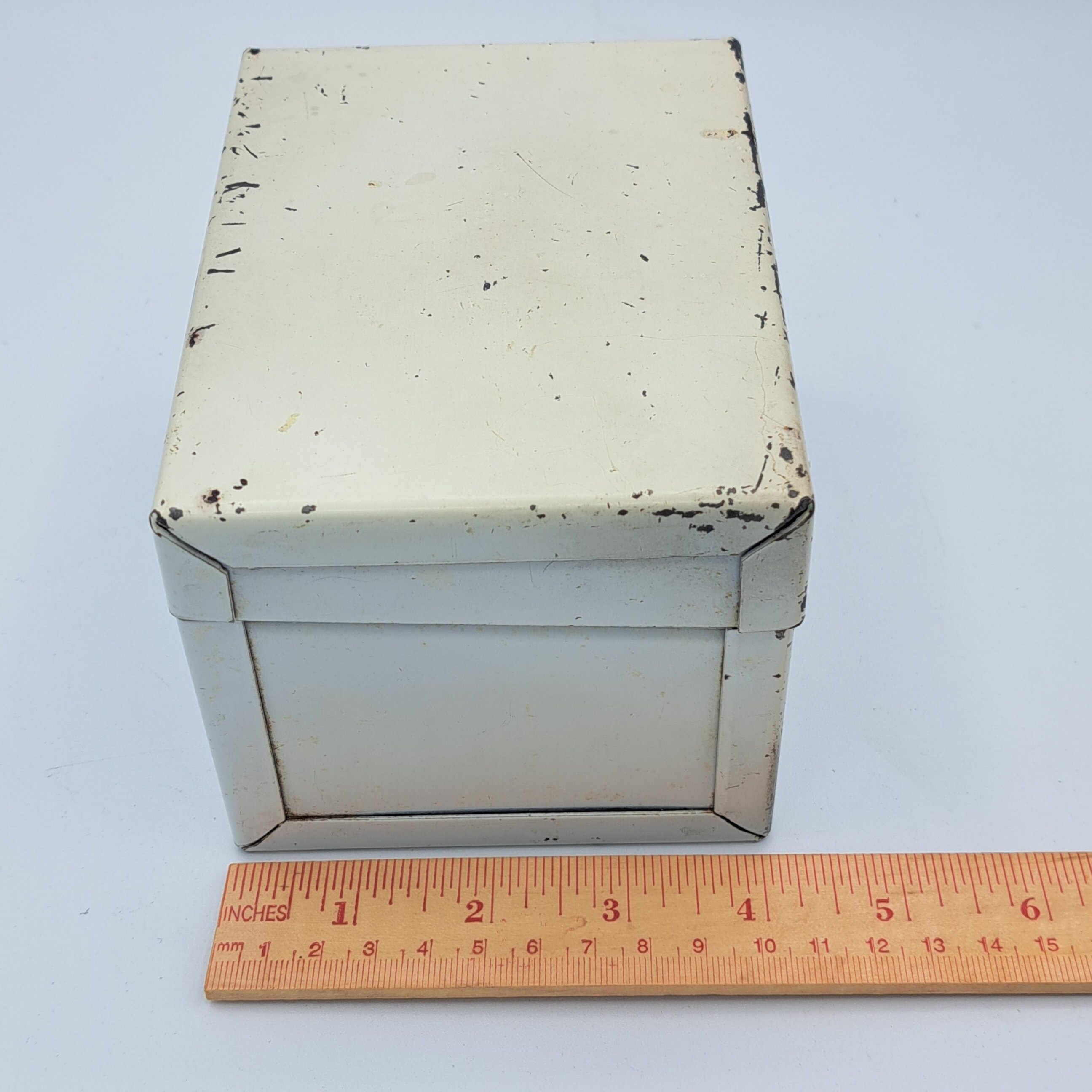 White Metal Index Card Box Vintage Farmhouse Industrial Mid Century ...