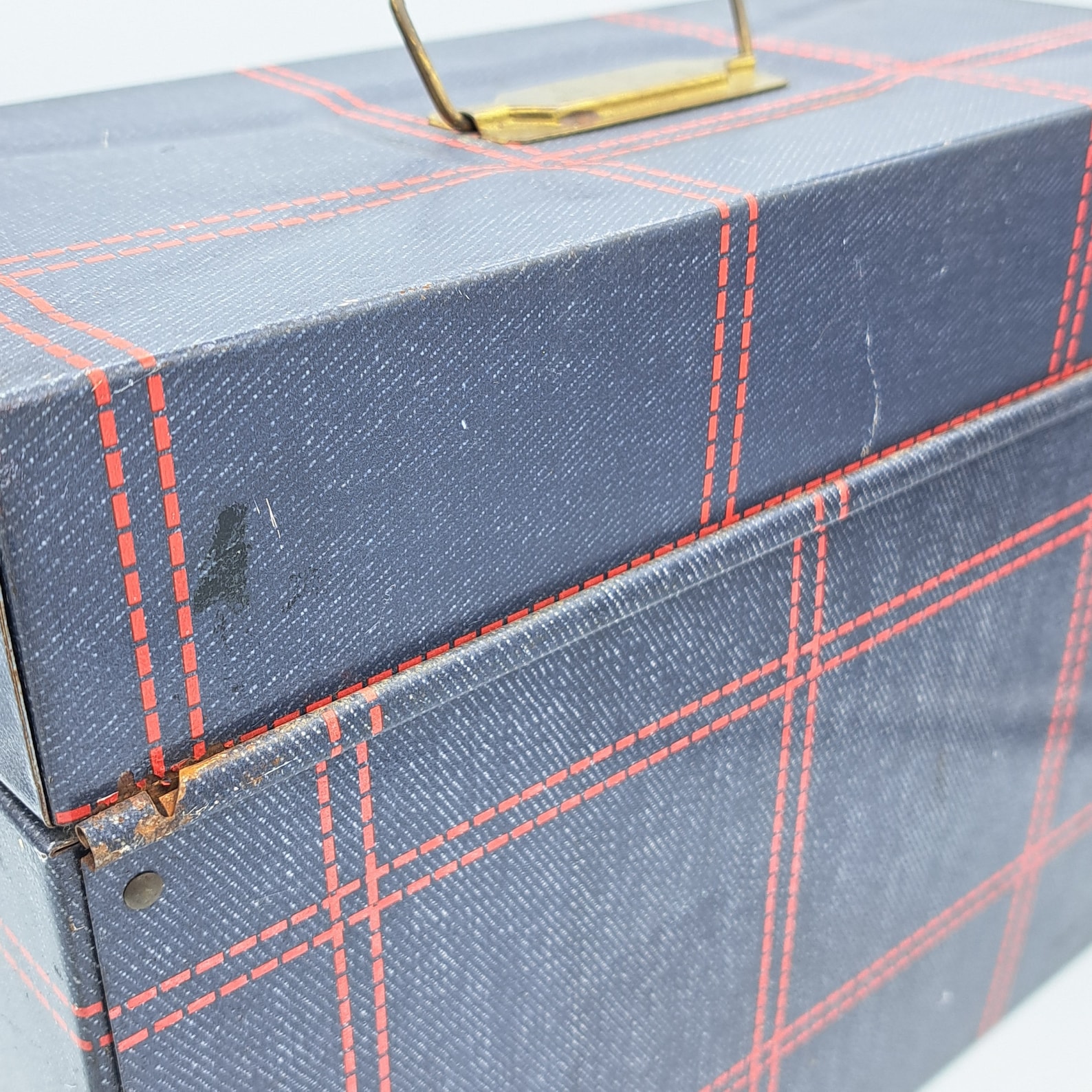 Denim and Red Metal File Box - 1970s or 1980s Vintage Port-a-file - Etsy