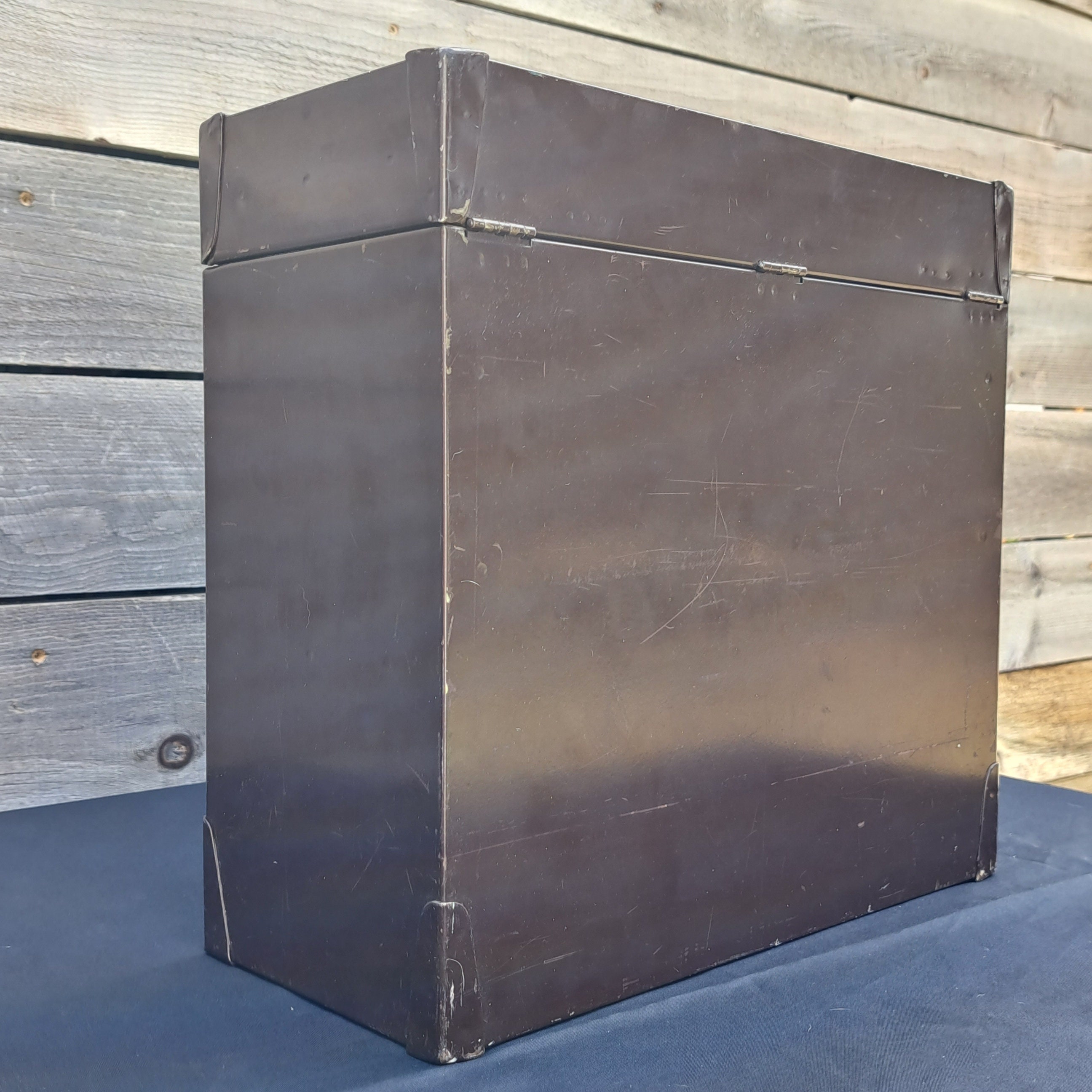 Vintage Brown Metal File Box Mystrong Mid Century With 2 Sections, 2 ...
