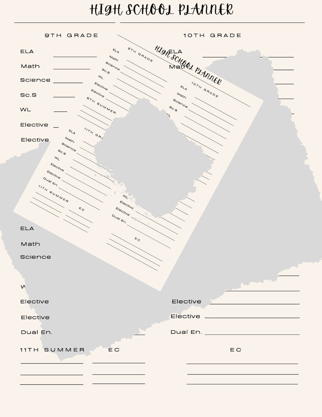 High School Planner, Four Year Schedule , 4 Year Plan, EC or Extra ...