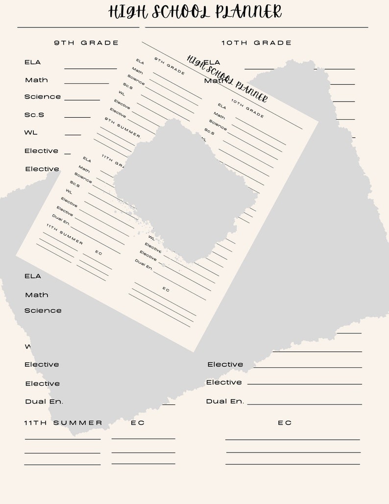 High School Planner, Four Year Schedule , 4 Year Plan, EC or Extra ...