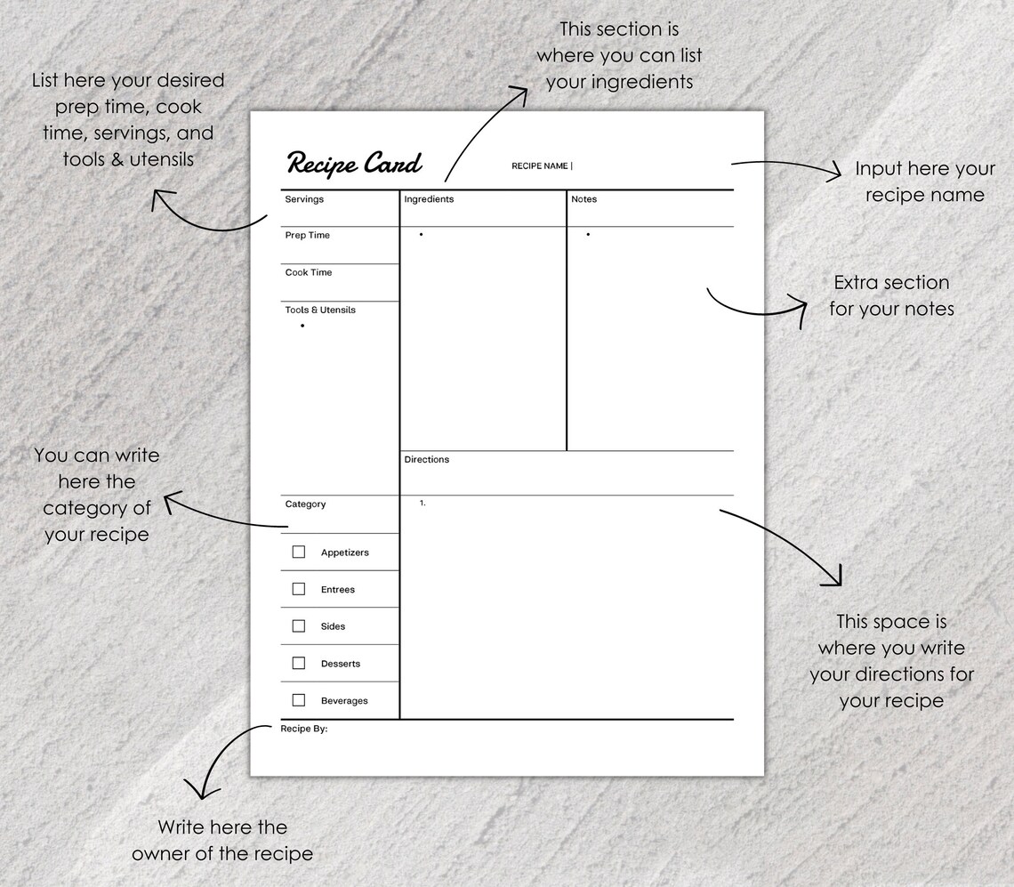 Editable Recipe Template, Printable Recipe Cards, Recipe Sheets, Recipe ...