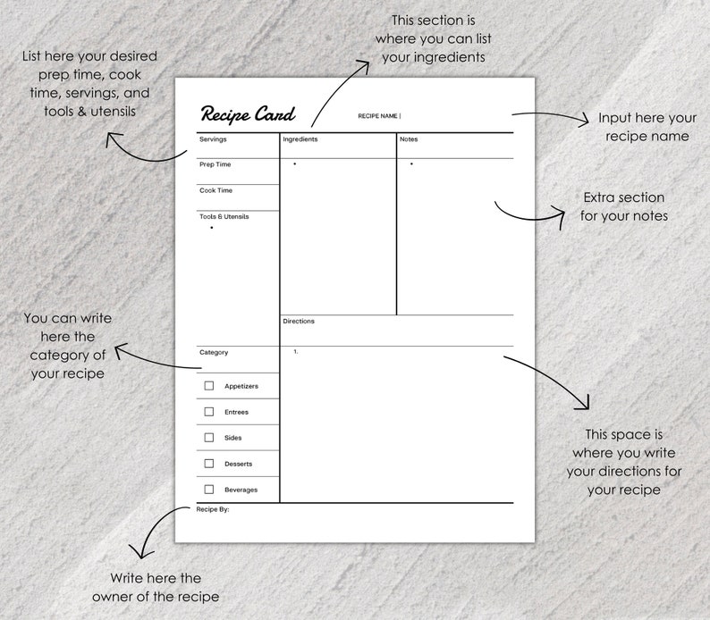 Editable Recipe Template, Printable Recipe Cards, Recipe Sheets, Recipe ...