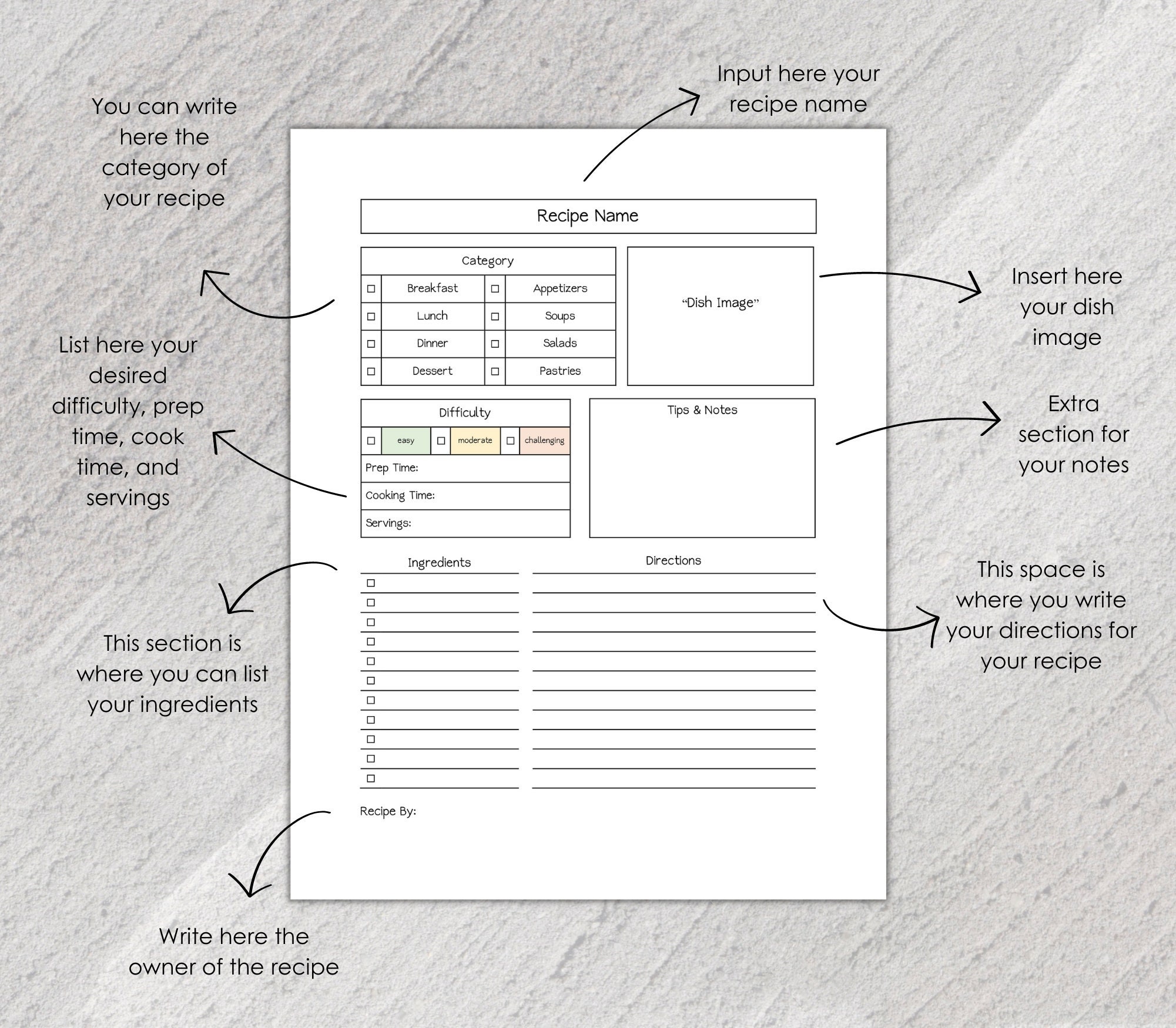 Editable Recipe Template, Printable Recipe Cards, Recipe Sheets, Recipe ...