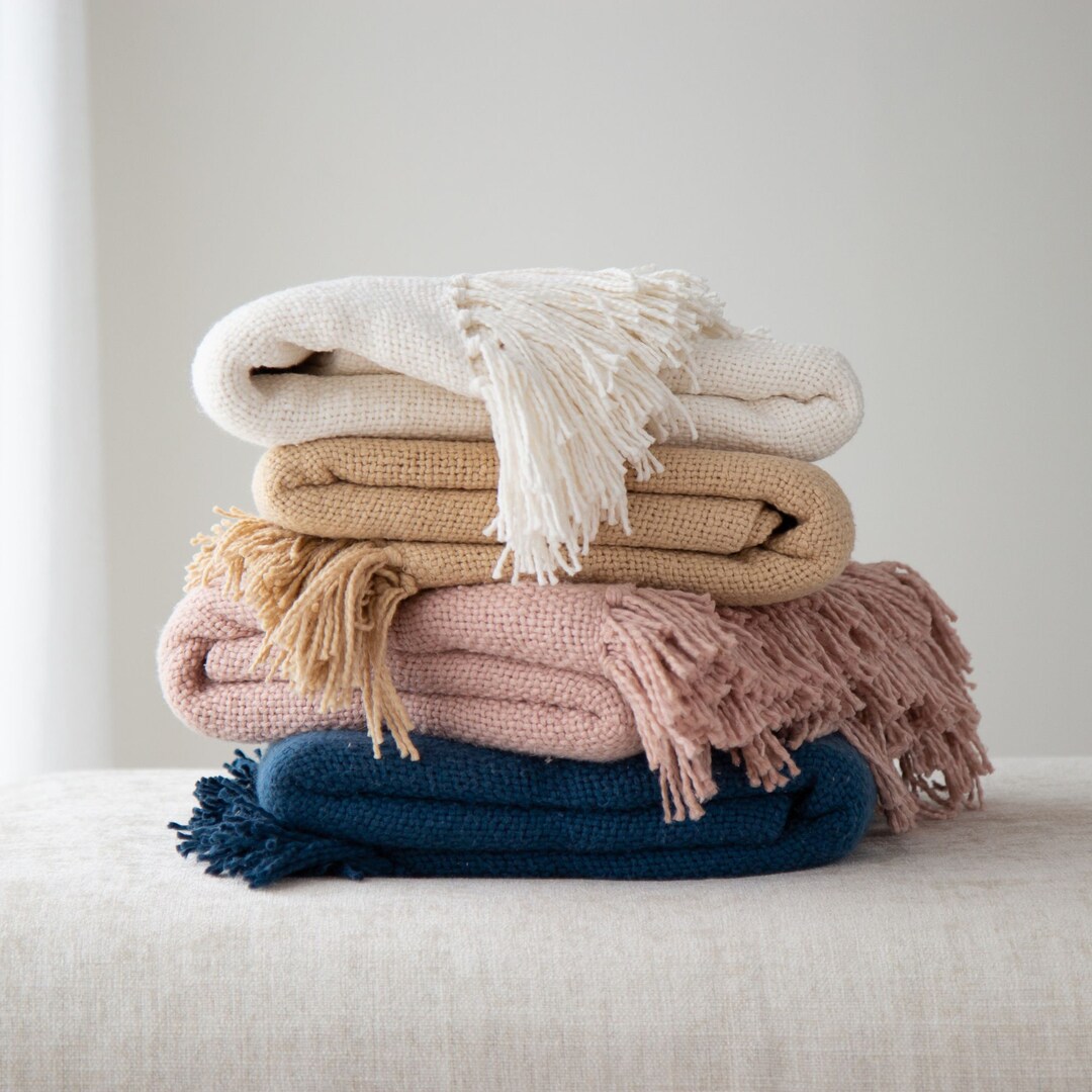 Darby Fringe Throw in Rose 50x60 Throw 100% Cotton Throw Modern ...