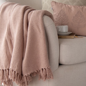 Darby Fringe Throw in Rose || 50x60 Throw || 100% Cotton Throw ...